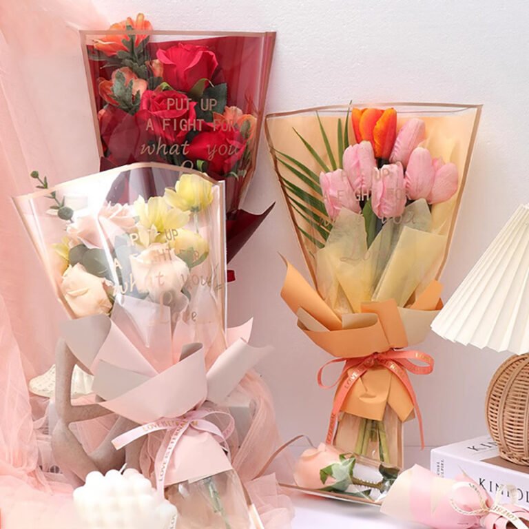 Plastic Flower Bags Single Rose Sleeve Bouquet for Weddings