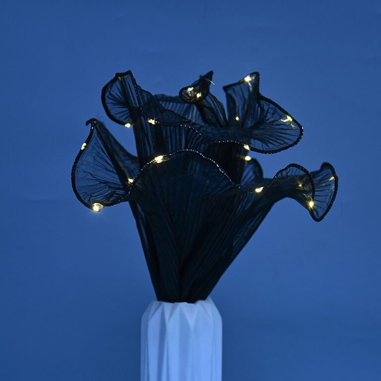 LED Lights Wavy Mesh Wrapped Bouquet for Birthdays