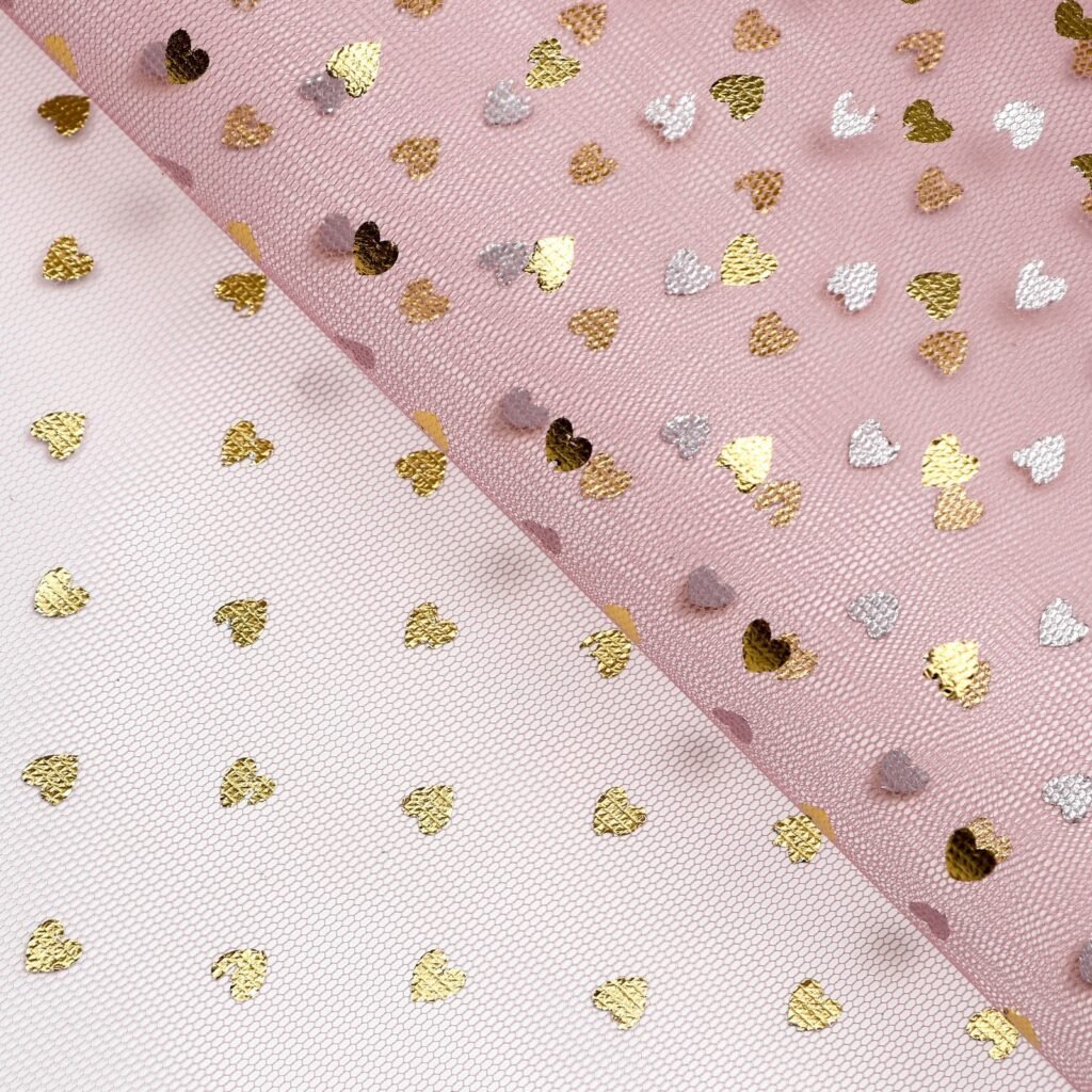 Gold Stamped Heart Mesh Wrapping Paper for Flower Packaging