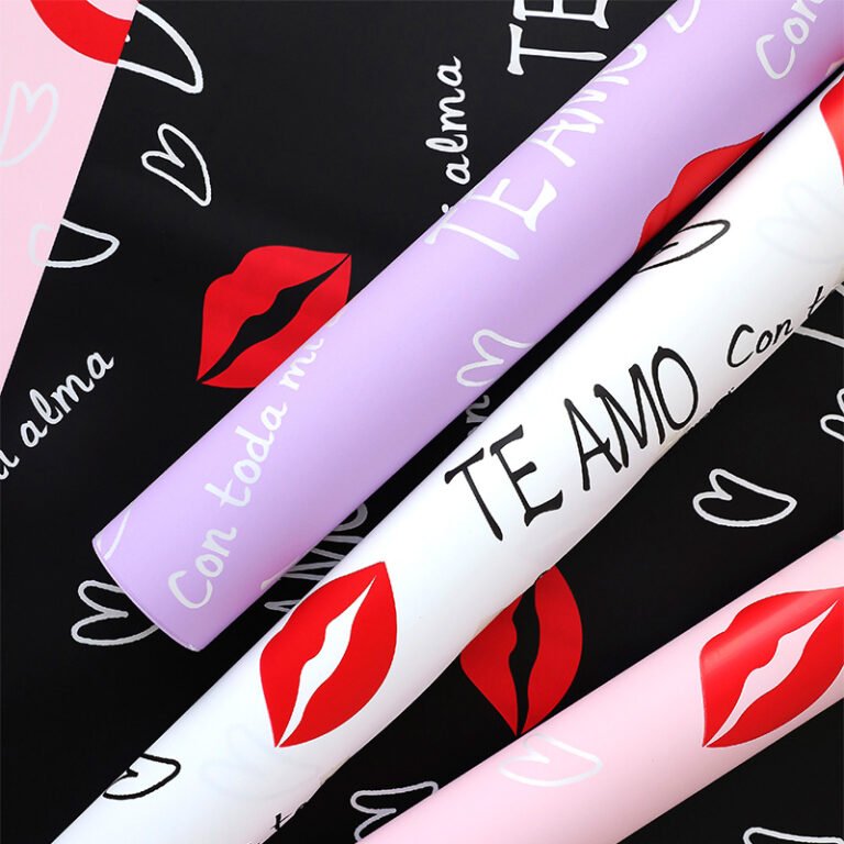 Red Lips Wrapping Paper Kiss Print Gift Wrap for Presents