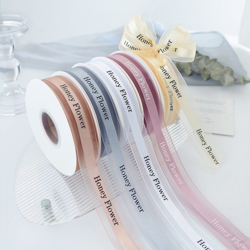 Translucent Chiffon Decorative Ribbon with Logo for Cake Box